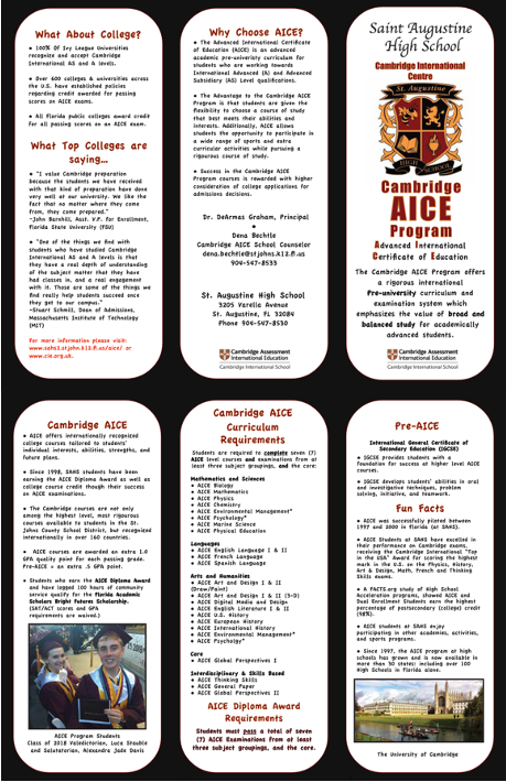 St. Augustine High School - Cambridge AICE Program - Career and ...